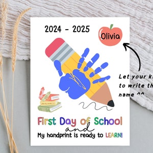 First Day of School Handprint Craft Kid Back to School Craft Preschool ...