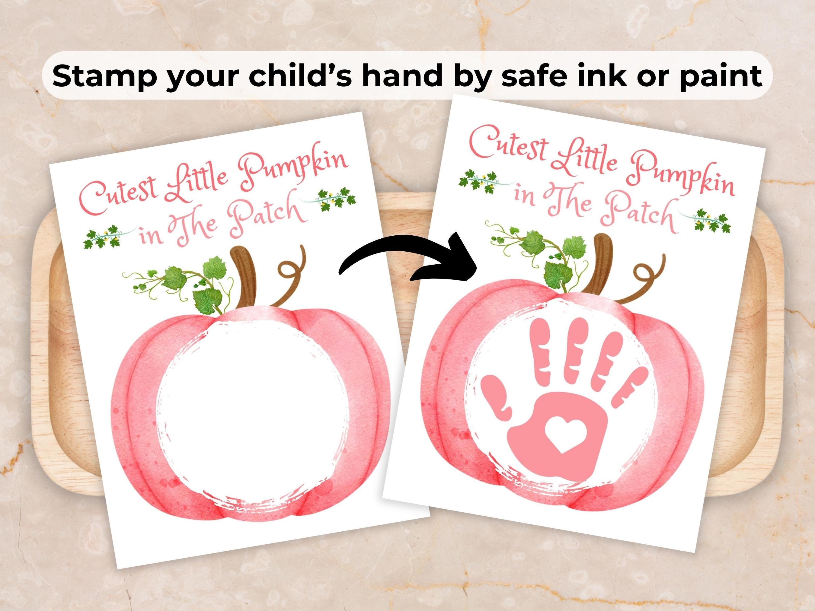 Pink Pumpkin Handprint Art Kid Fall Handprint Craft Diys Baby Keepsakes ...