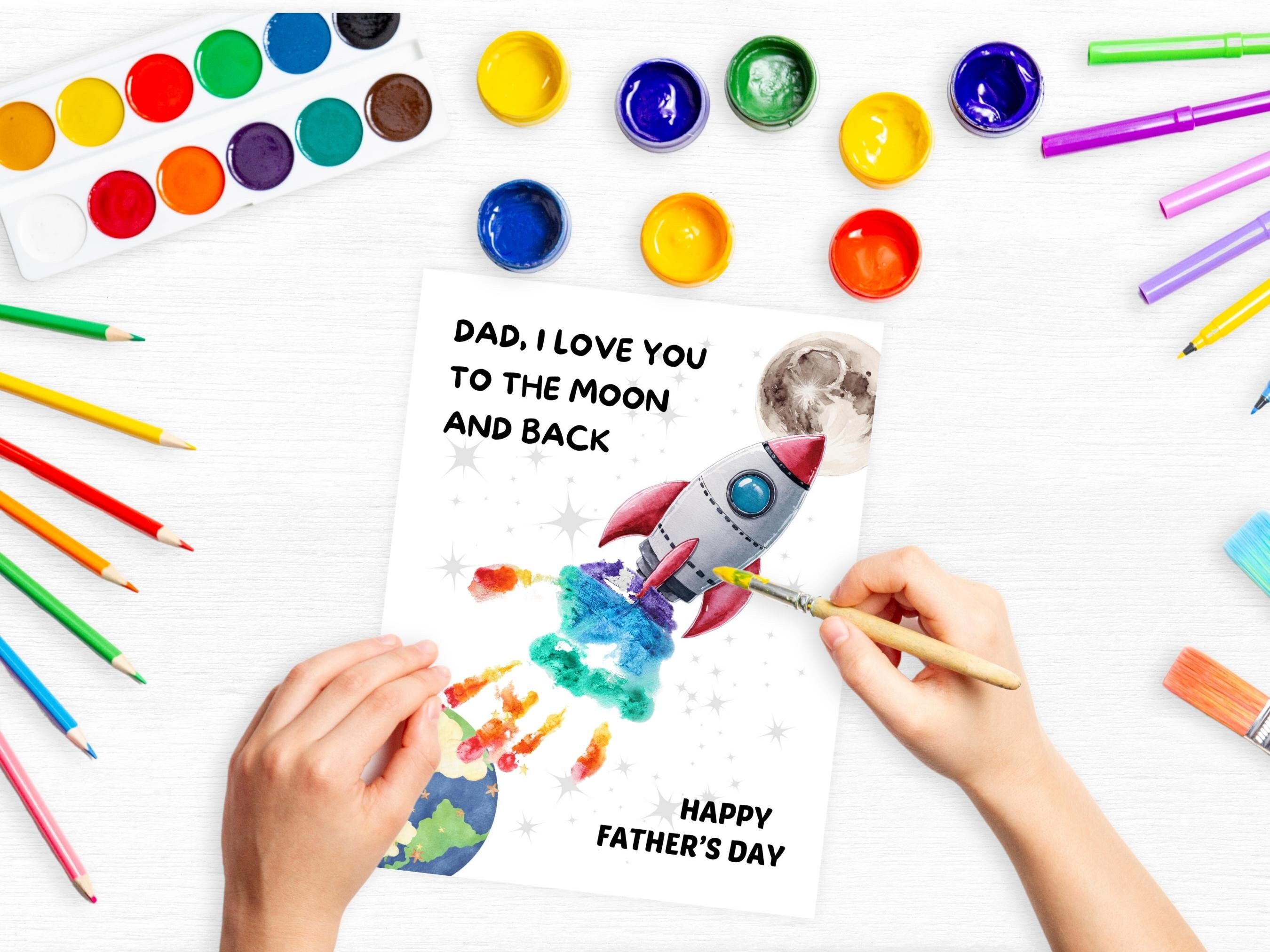 Fathers Day Handprint Craft Kids Art Printable Activity Preschool Gifts ...