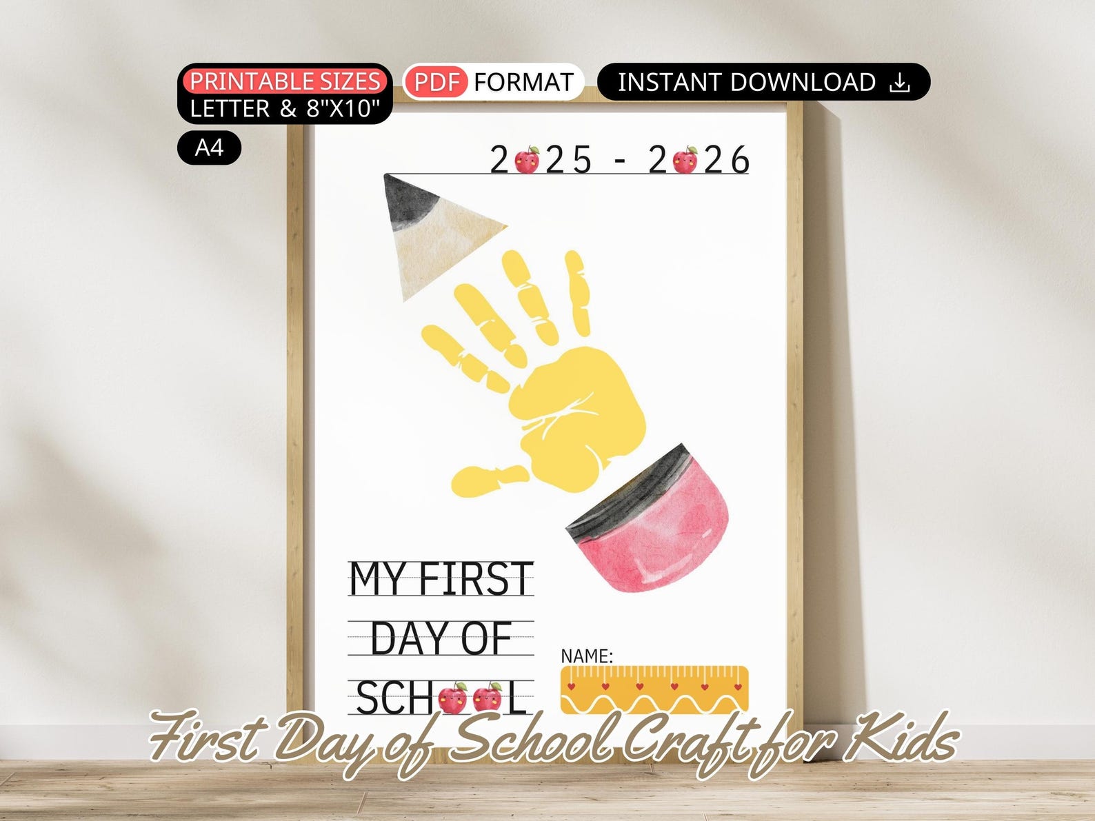 First Day of School Handprint Craft Kid Back to School Craft Preschool ...