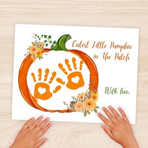 Our Little Pumpkin Handprint Art Kid Fall Handprint Craft Diys Baby ...