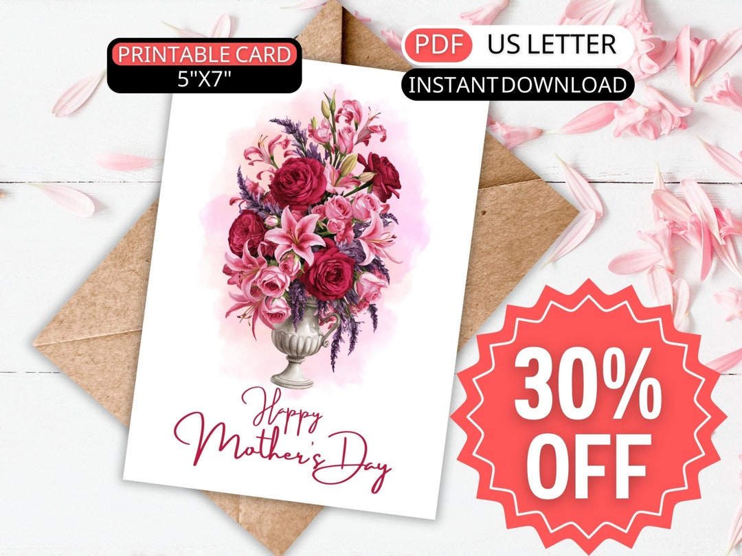 Watercolor Rose Mothers Day Card From Daughter to Mom Gift for Mother's ...