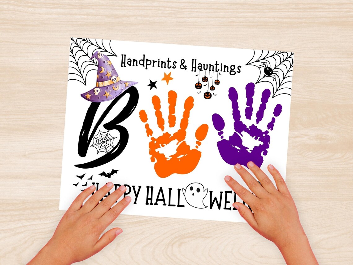 Halloween Handprint Art Kid Fall Handprint Craft Diys Kid Keepsakes ...