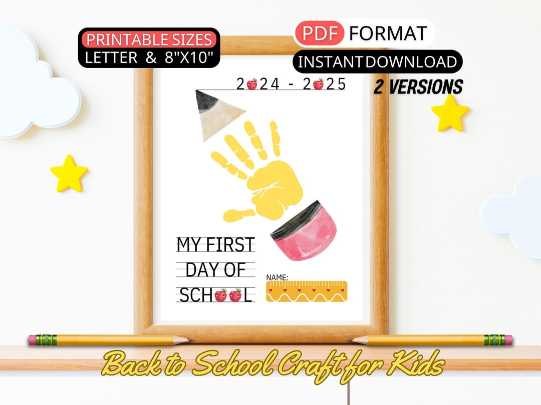 First Day of School Handprint Craft Kid Back to School Craft Preschool ...