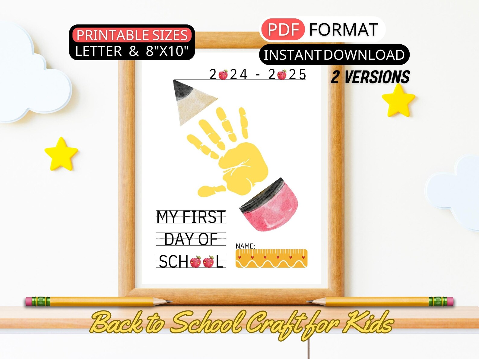 First Day of School Handprint Craft Kid Back to School Craft Preschool ...