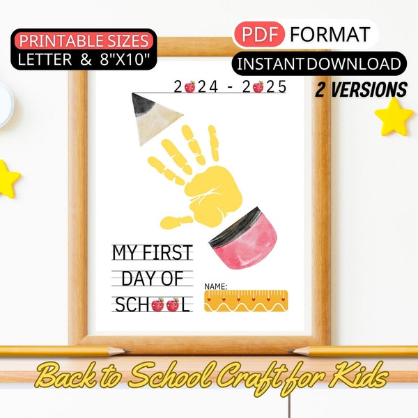 Back to School Handprint Craft - Etsy