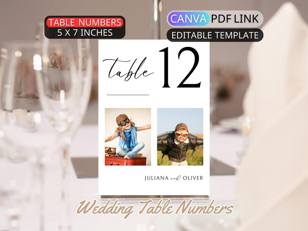 Wedding Table Numbers Photos Elegant Table Numbers Template 5x7 Canva ...