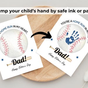 Baseball Fathers Day Handprint Craft DIY Toddler Gift for Dad Handprint ...