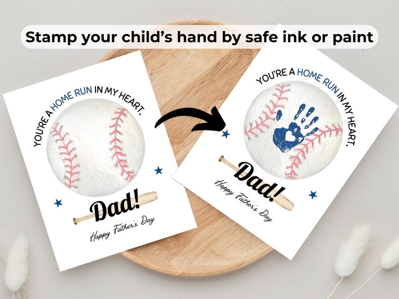 Baseball Fathers Day Handprint Craft DIY Toddler Gift for Dad Handprint ...