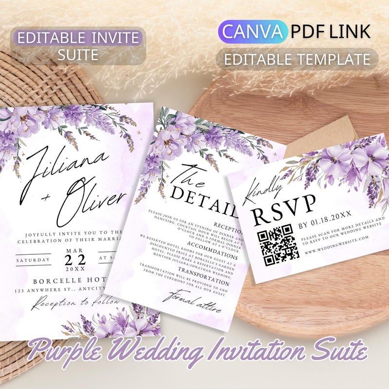 Lilac Invitation Suite - Etsy