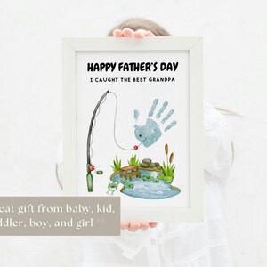 Fathers Day Grandpa Handprint Craft Fishing Handprint Art DIY Toddler ...