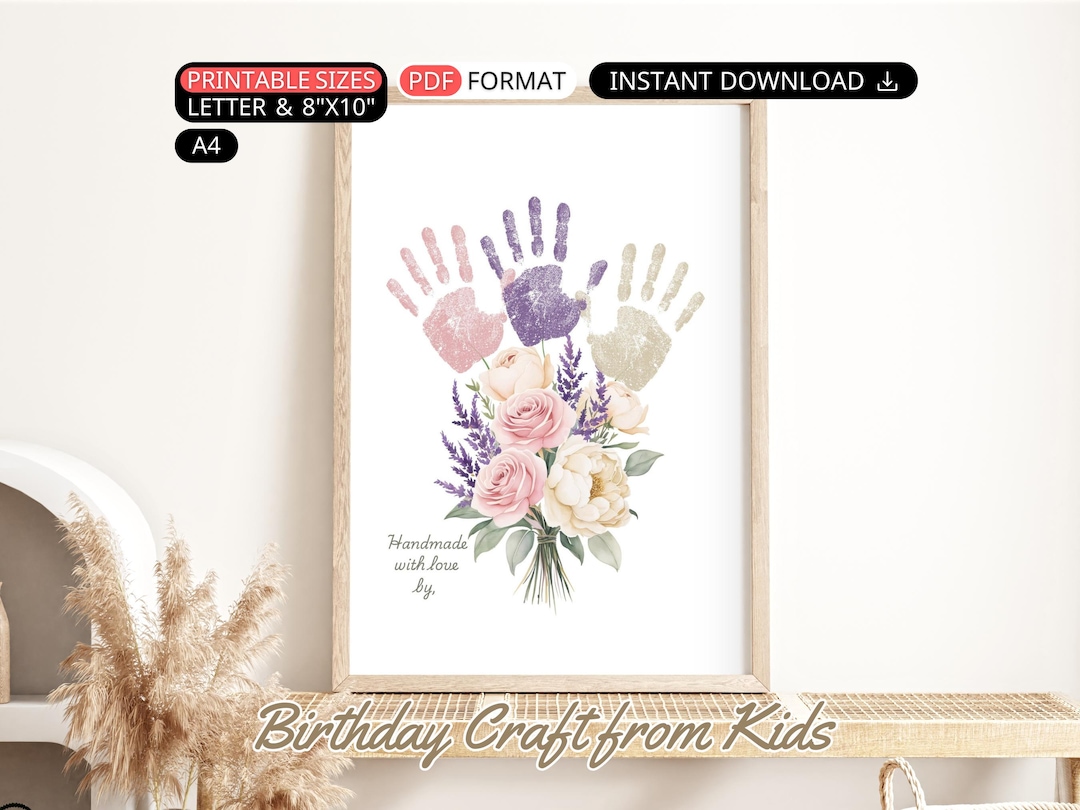 Mothers Day Handprint Craft Kid: Floral Bouquet Handprint Art Grandma ...