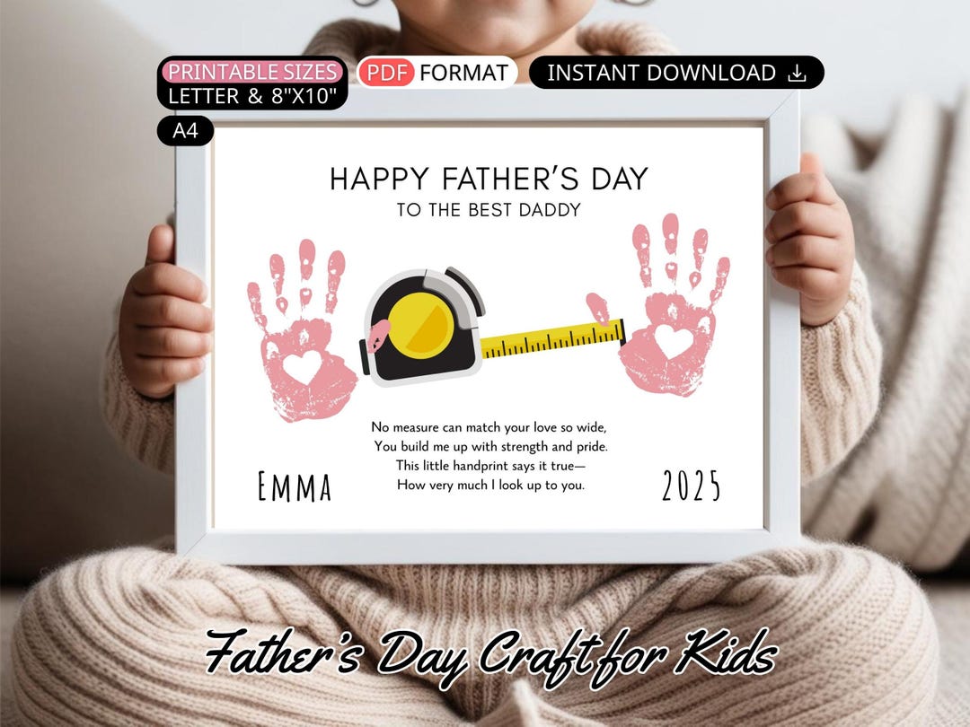 Daddy Fathers Day Handprint Craft Dad Tape Measure Handprint Art ...
