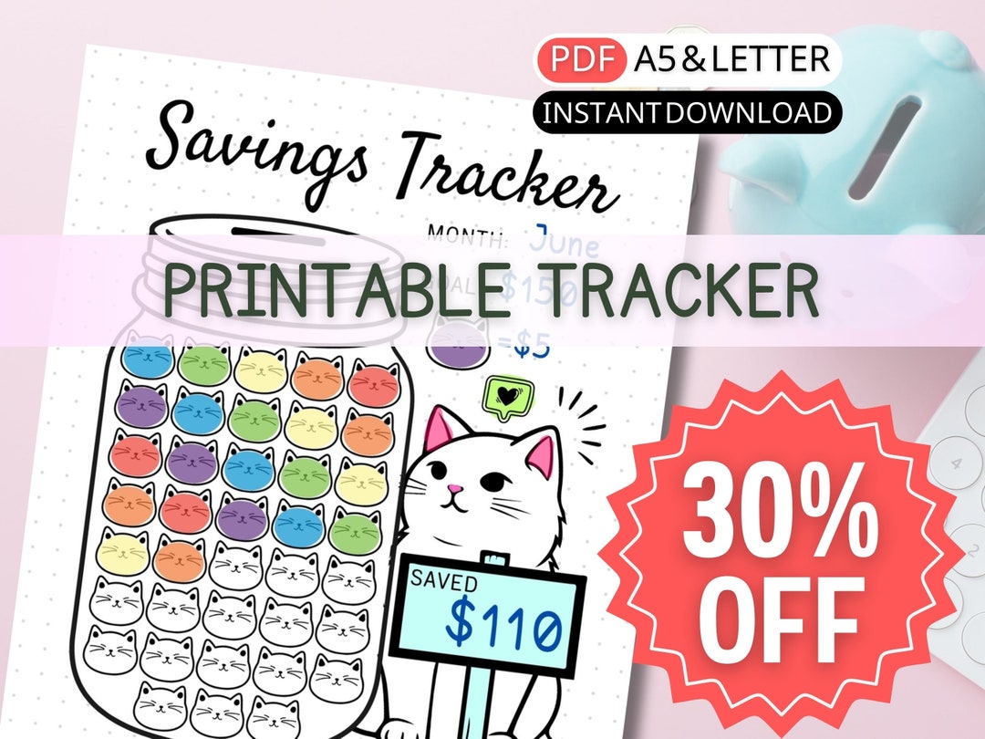 Cute Savings Tracker Printable Monthly Savings Challenge Low Income ...