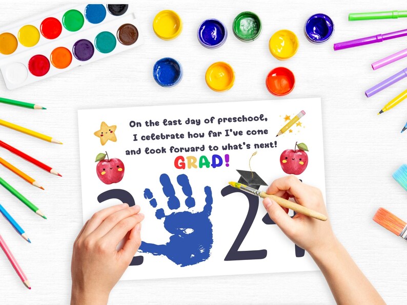 Last Day of Preschool Graduation Handprint Art Kid Diys Craft Activity ...