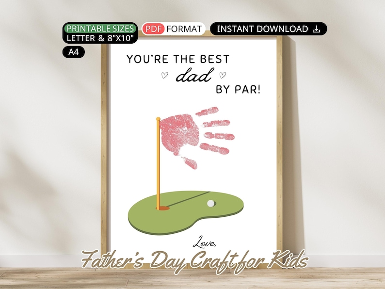 Fathers Day Handprint Golf Craft Dad, Best Dad by Par Printable DIY ...