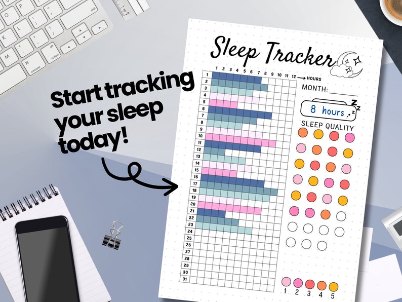 Sleep Tracker Printable Hour A5 Journal Page, US Letter, Sleep Journal ...