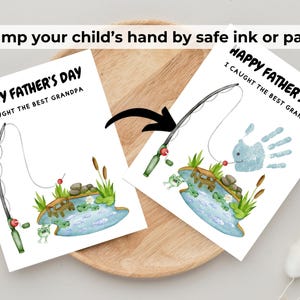 Fathers Day Grandpa Handprint Craft Fishing Handprint Art DIY Toddler ...