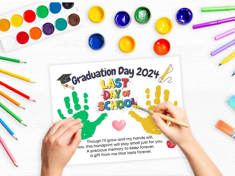 Last Day of Preschool Graduation Handprint Art Kids Diys Craft Activity ...