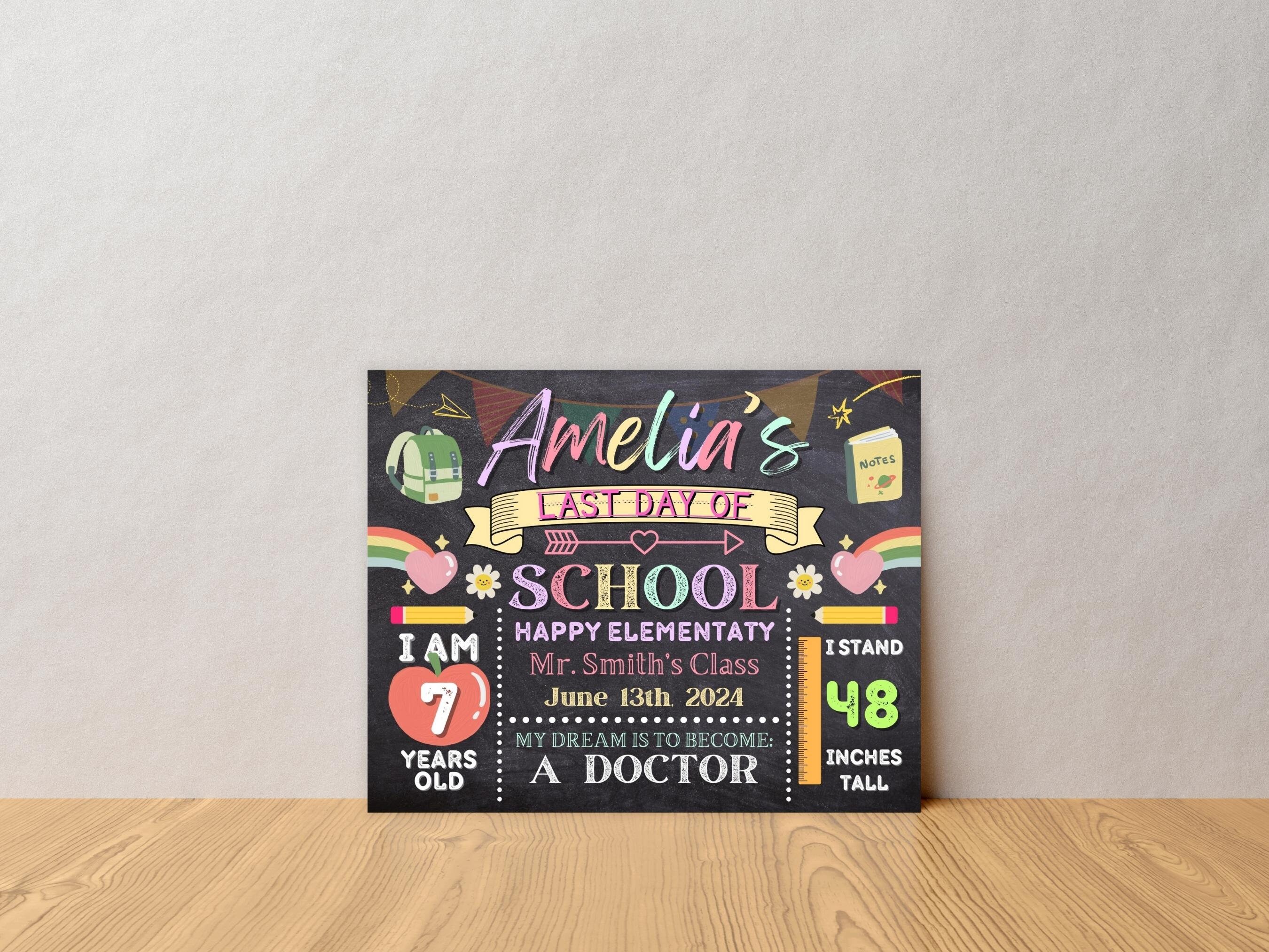 Personalized First Day of School Sign Editable Template Canva Back to ...