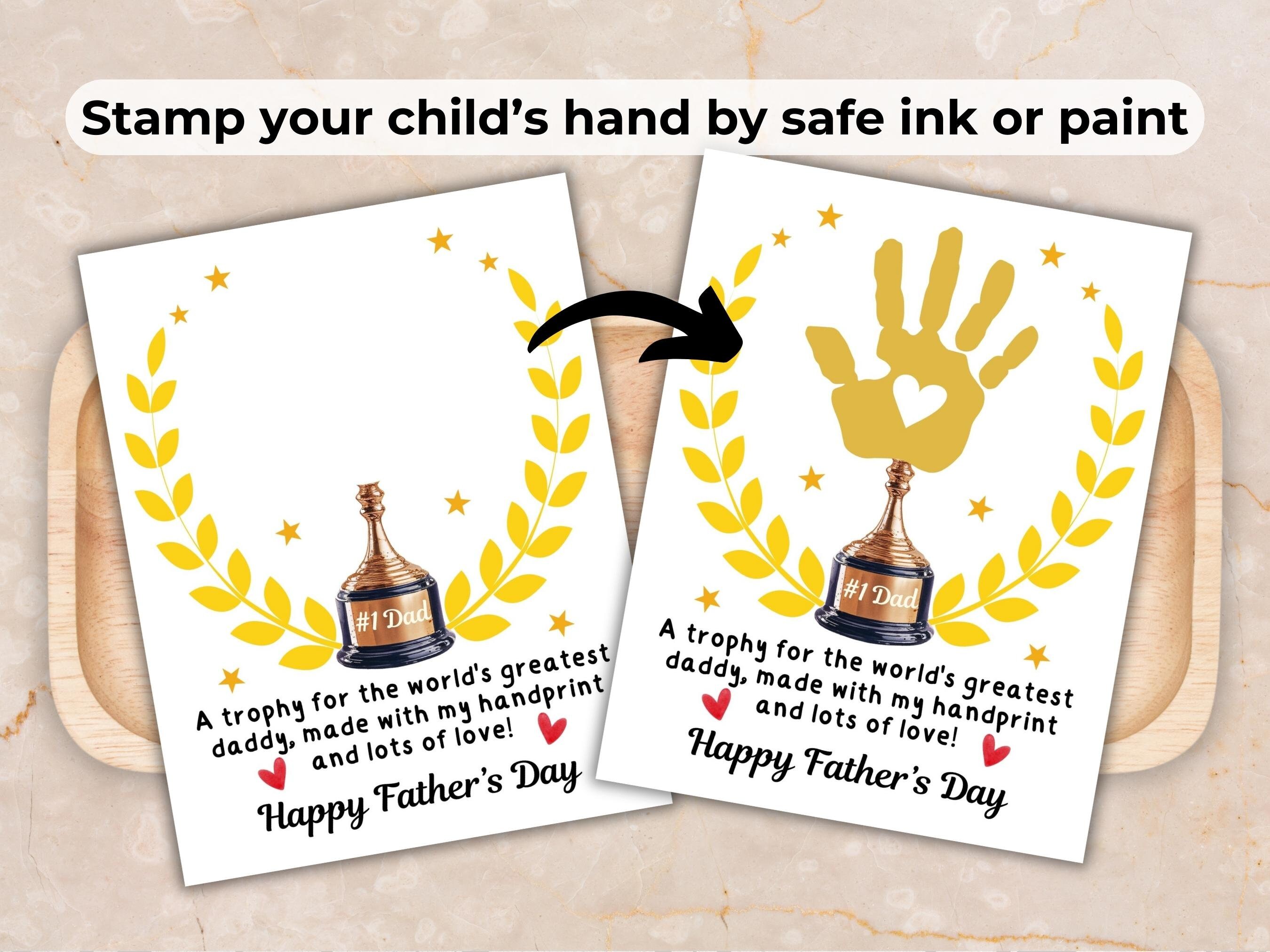 Easy Trophy Fathers Day Handprint Craft Preschool Activity Printable ...