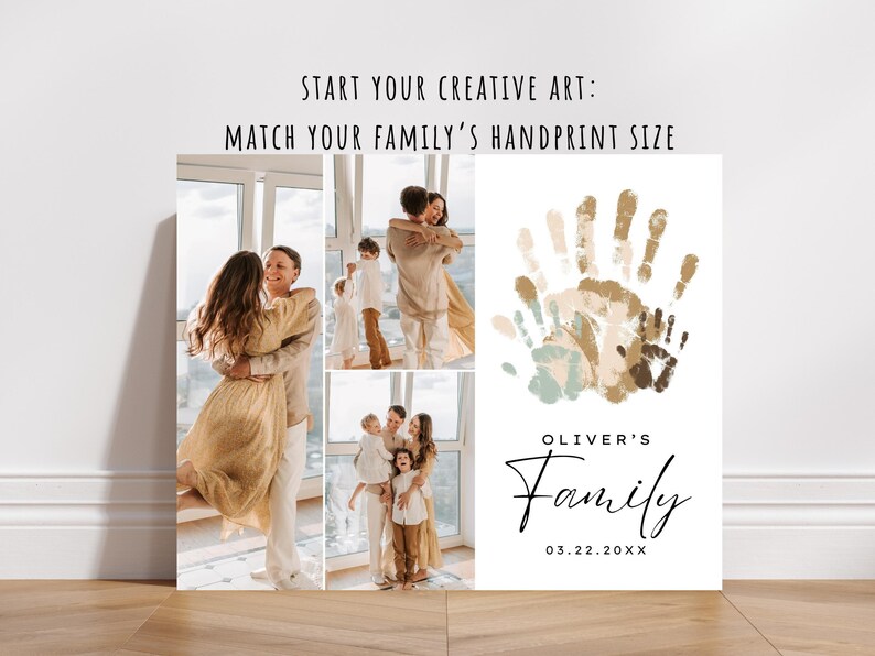 Family Photo Collage Template Canva: Family Handprint Art Craft DIY ...