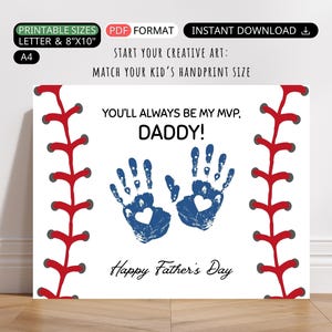 Fathers Day Handprint Craft Dad Baseball Handprint Art Printable Daddy ...