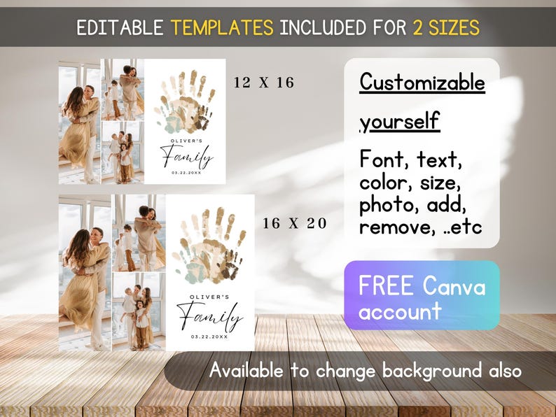 Family Photo Collage Template Canva: Family Handprint Art Craft DIY ...