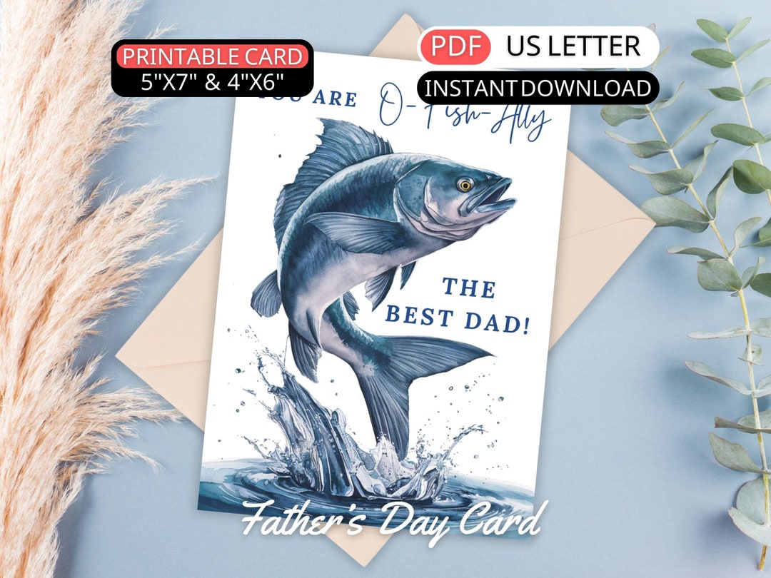 Funny Blue Fish Fathers Day Fishing Card for Dad From Wife Daughter Son ...