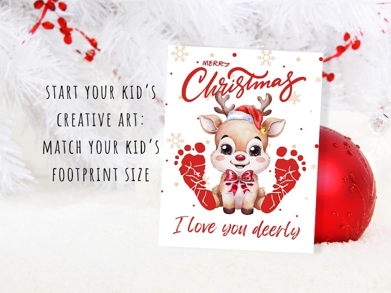 Christmas Footprint Art Kid Reindeer Footprint Craft Diys Toddler ...