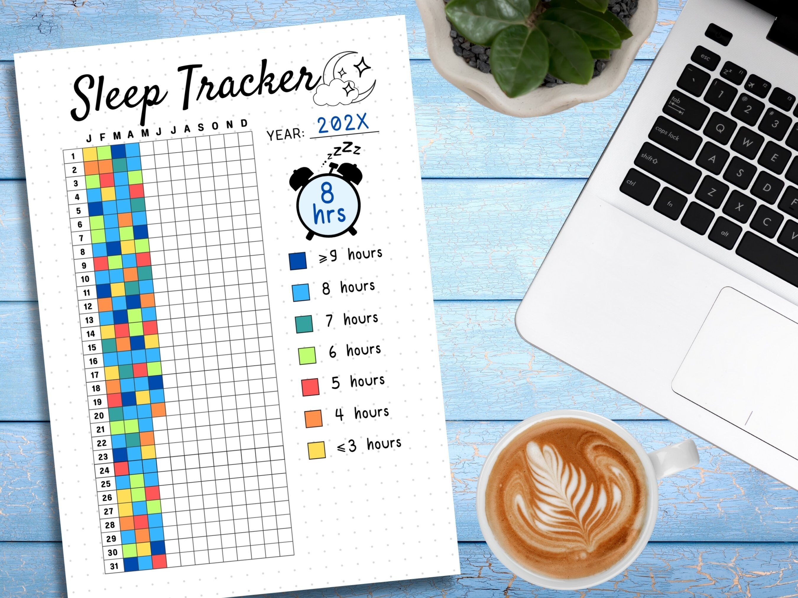 Sleep Tracker Yearly Printable A5 Journal Page, US Letter, Sleep ...
