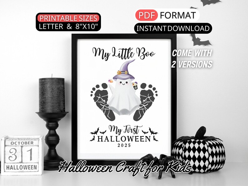 Baby First Halloween Footprint Art for Kid Fall Footprint Craft DIY ...