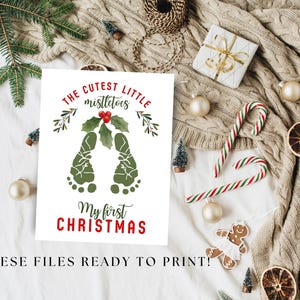 Christmas Footprint Art Kid: Mistletoes Footprint Craft Toddler ...