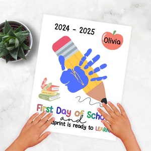 First Day of School Handprint Craft Kid Back to School Craft Preschool ...