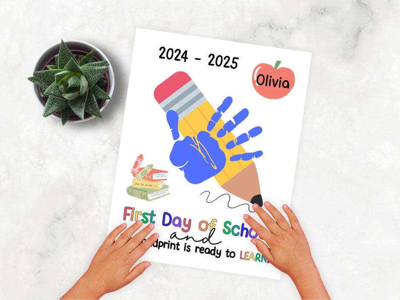 First Day of School Handprint Craft Kid Back to School Craft Preschool ...