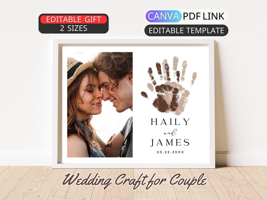 Minimalist Wedding Handprint Art Template Modern Photo Wedding ...