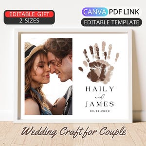 Minimalist Wedding Handprint Art Template Modern Photo Wedding ...