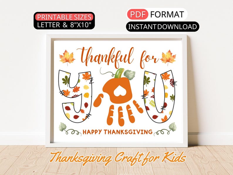 Thanksgiving Handprint Art Kid Fall Handprint Craft DIY Baby Keepsake ...