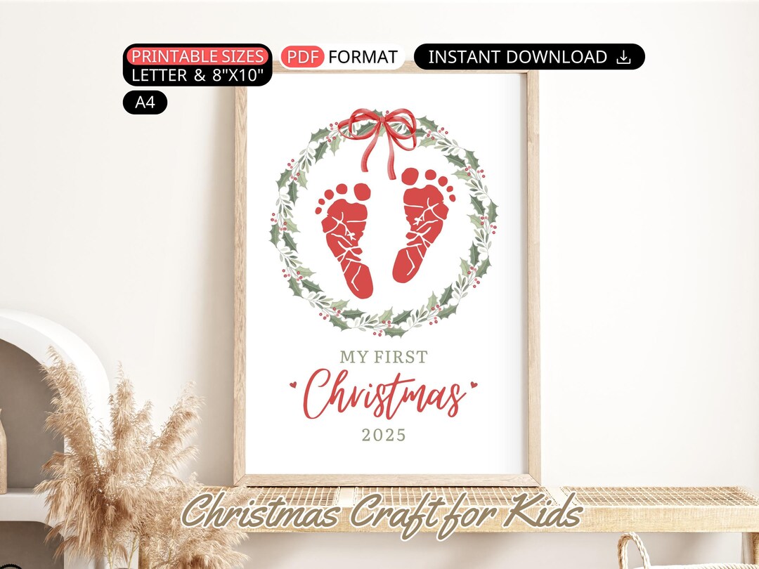 My First Christmas Footprint Art Kid: Baby Christmas Footprint Craft ...