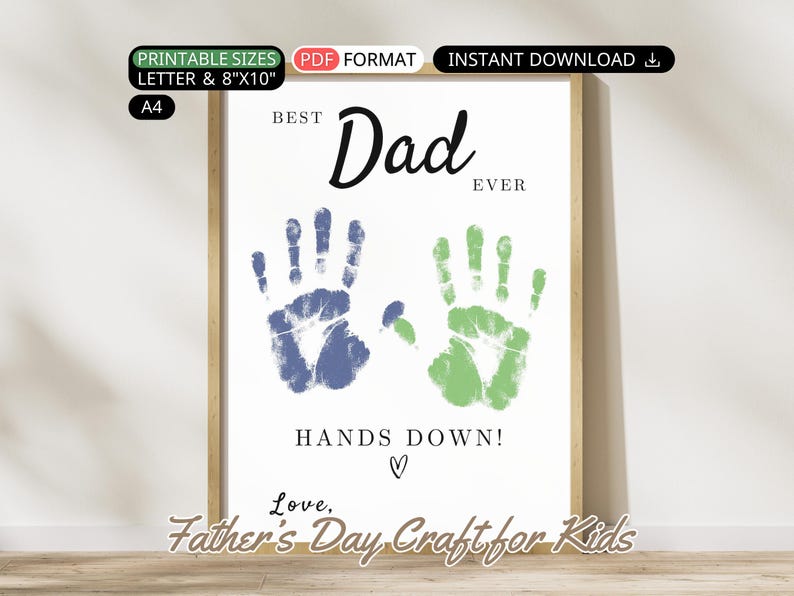 Hands Down Best Dad Ever Handprint Craft DIY Toddler Keepsake Fathers ...