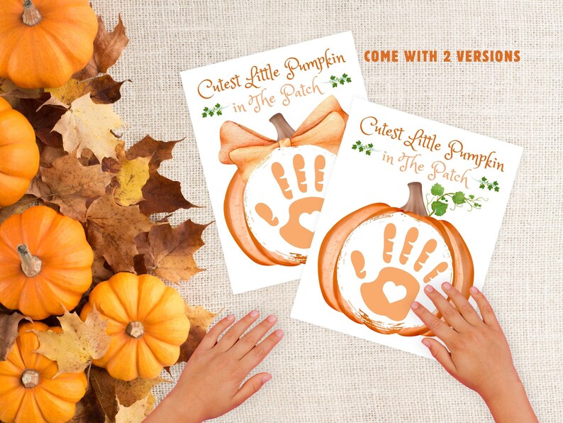 Coquette Bow Pumpkin Handprint Art Kid Fall Handprint Craft DIY Baby ...