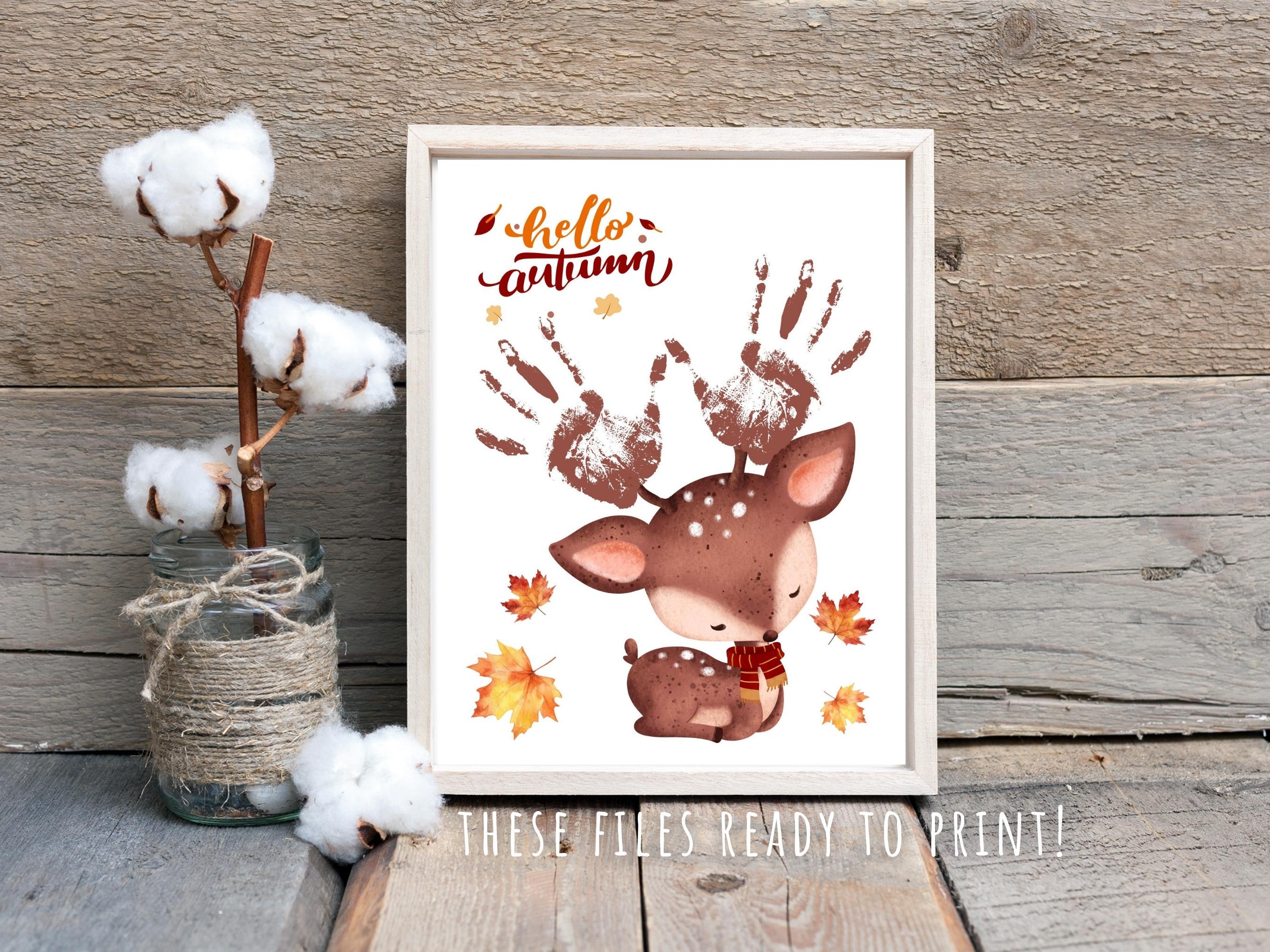 Fall Handprint Craft Printable Preschool Activity Fall Footprint Art ...