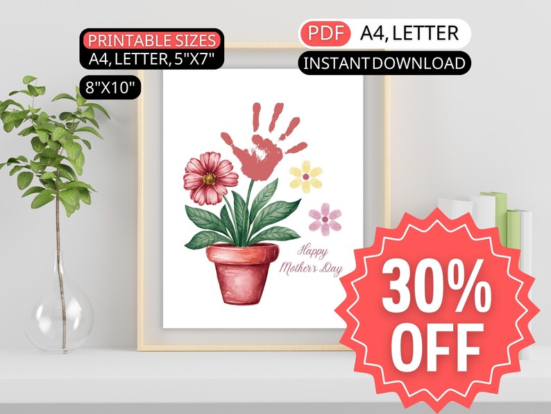 Flower Handprint Mothers Day Card Diys Kid Craft for Mom Handprint Art ...