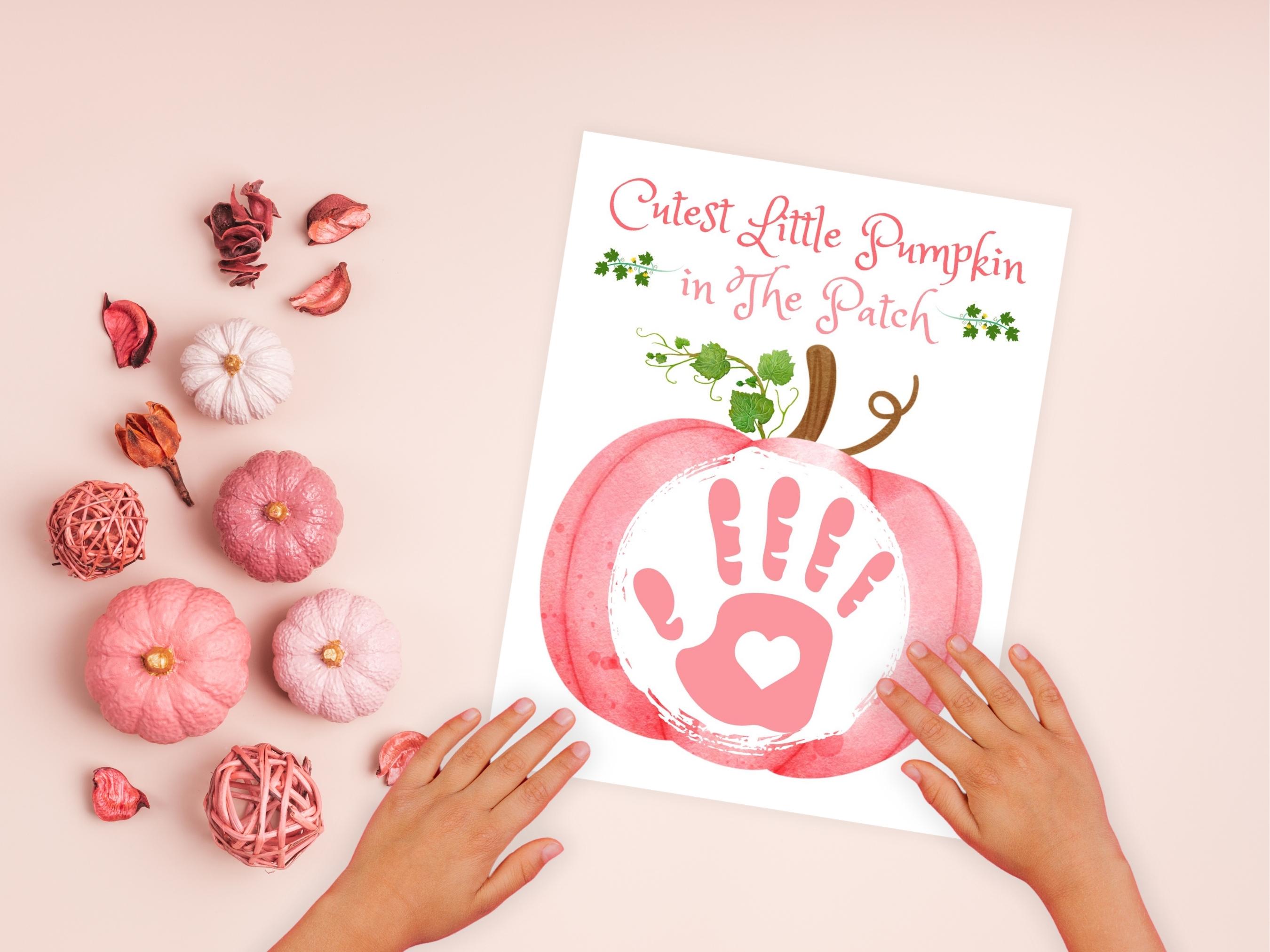 Pink Pumpkin Handprint Art Kid Fall Handprint Craft Diys Baby Keepsakes ...