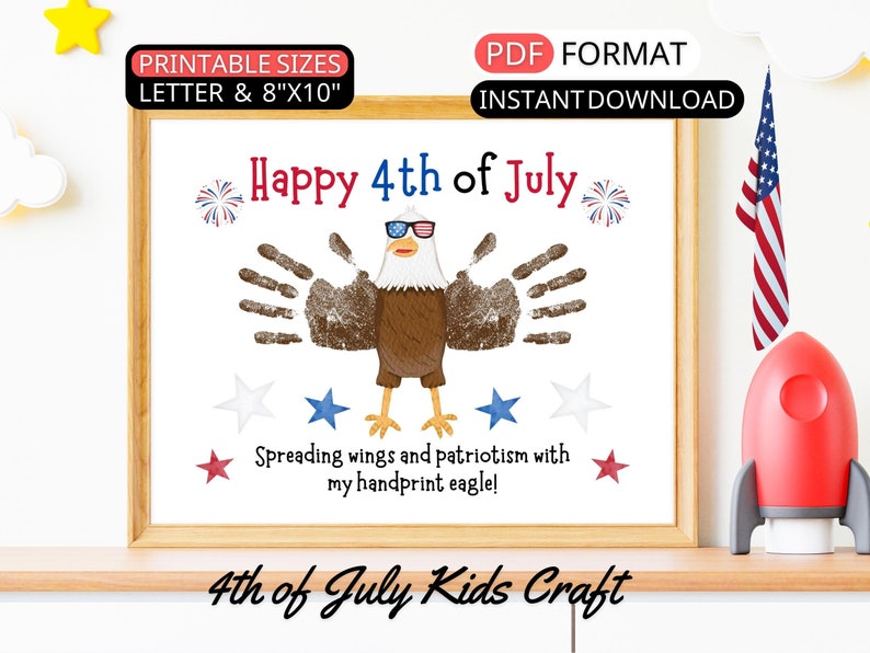 4th of July Handprint Art Kids Preschool Activity Printable Fourth of ...