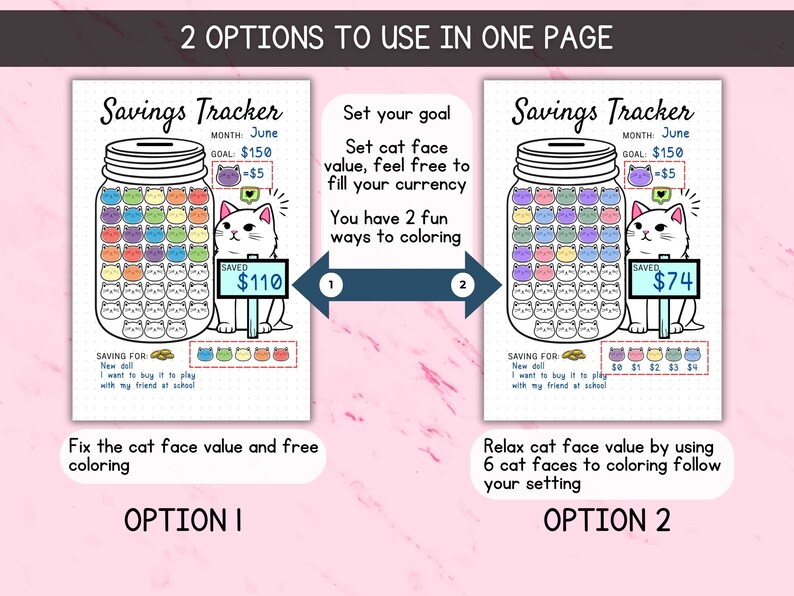 Cute Savings Tracker Printable Monthly Savings Challenge Low Income ...