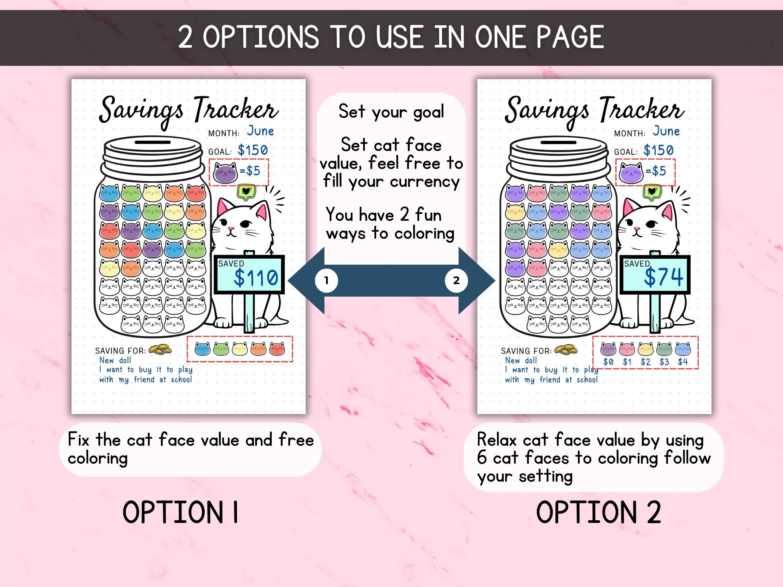 Cute Savings Tracker Printable Monthly Savings Challenge Low Income ...