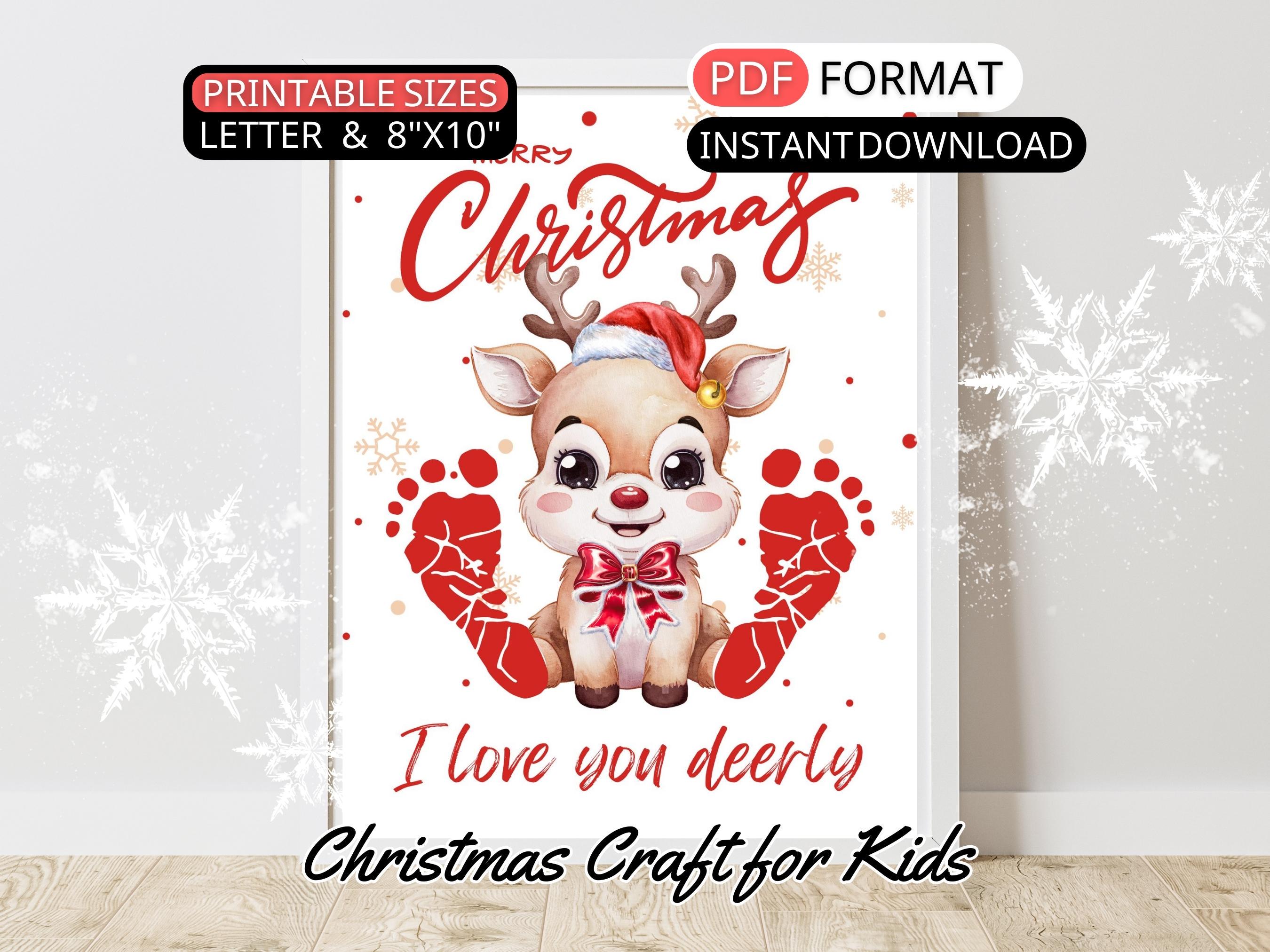 Christmas Footprint Art Kid Reindeer Footprint Craft Diys Toddler ...