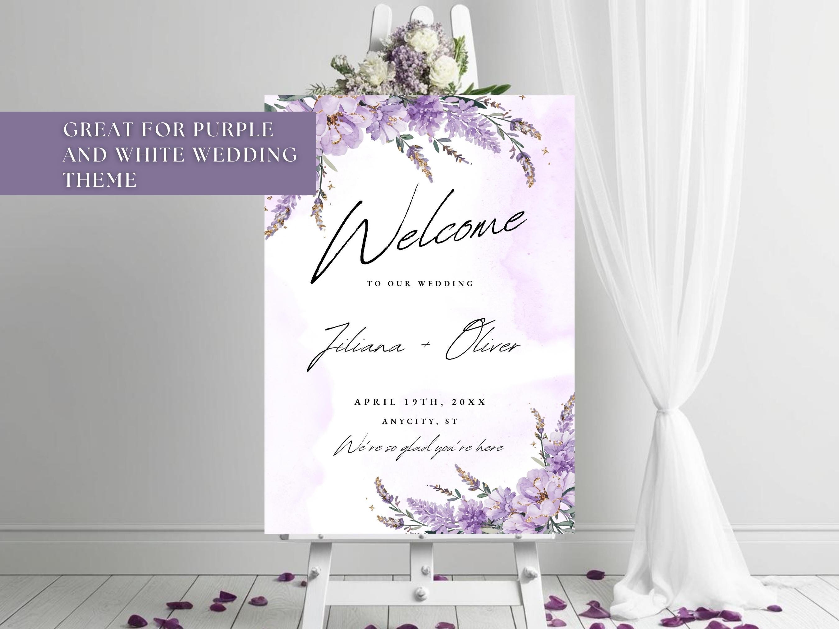 Lavender Floral Wedding Welcome Sign Template Purple Wedding Welcome ...