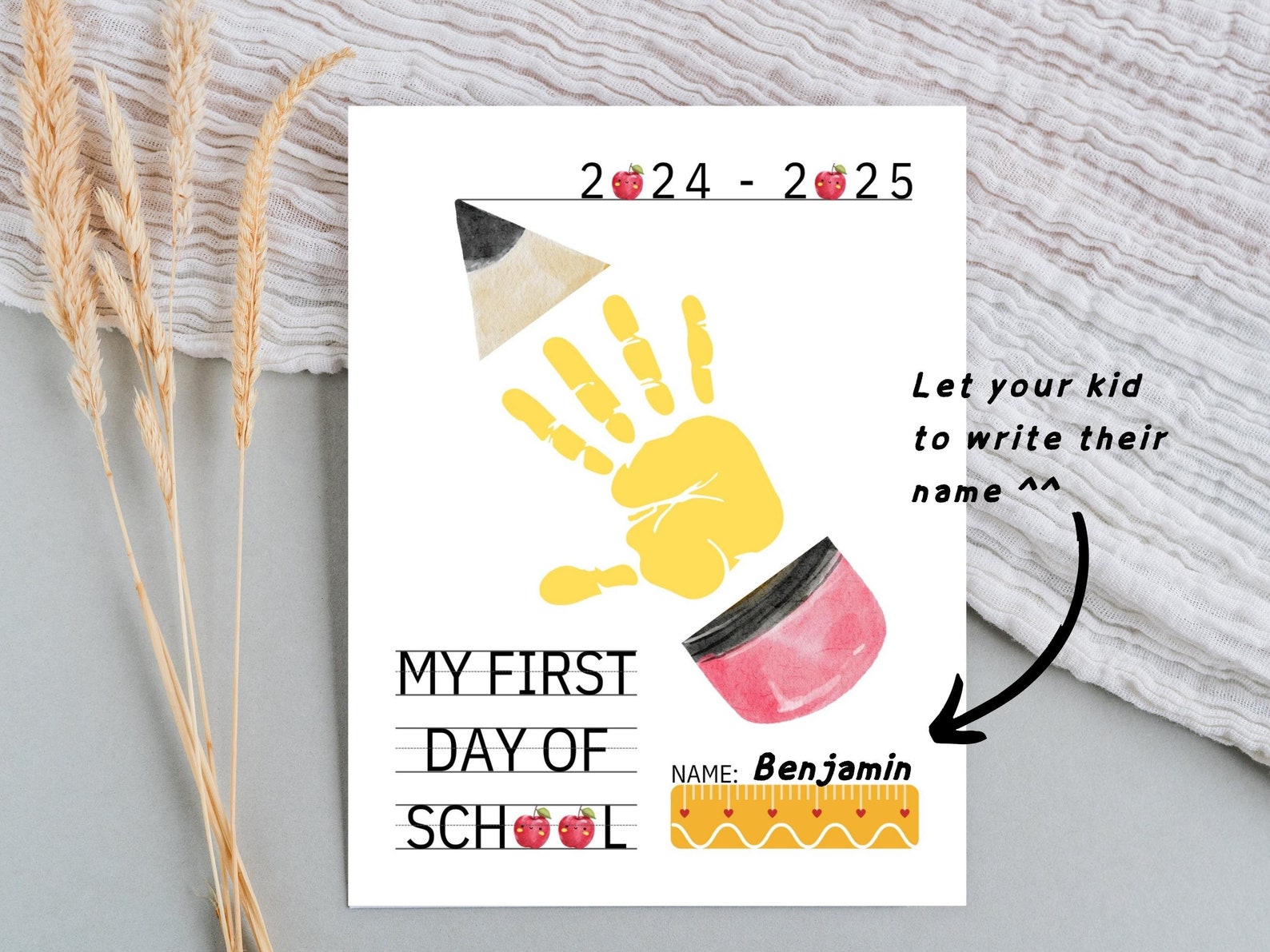 First Day of School Handprint Craft Kid Back to School Craft Preschool ...